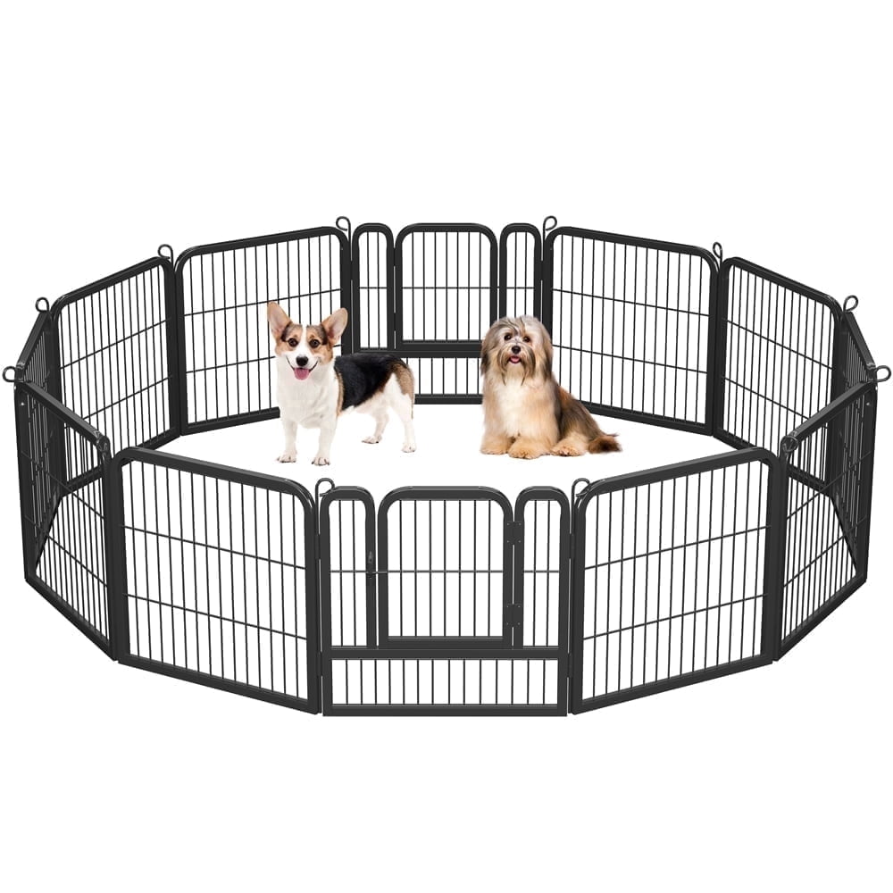 Yaheetech, Dog Playpen, 24" Tall 12 Panels Heavy Duty with Door, Black ...