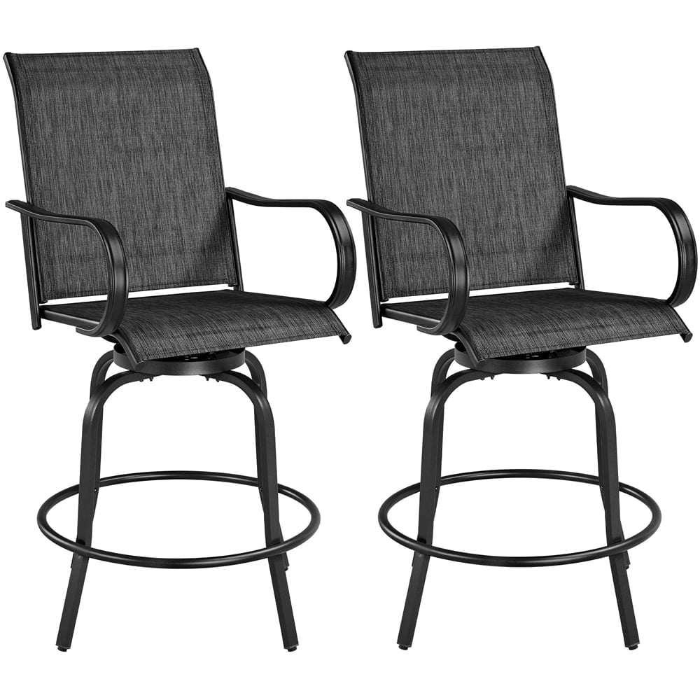 Topeakmart Set of 2 Patio Outdoor Swivel Bar Stools with Armrests and ...