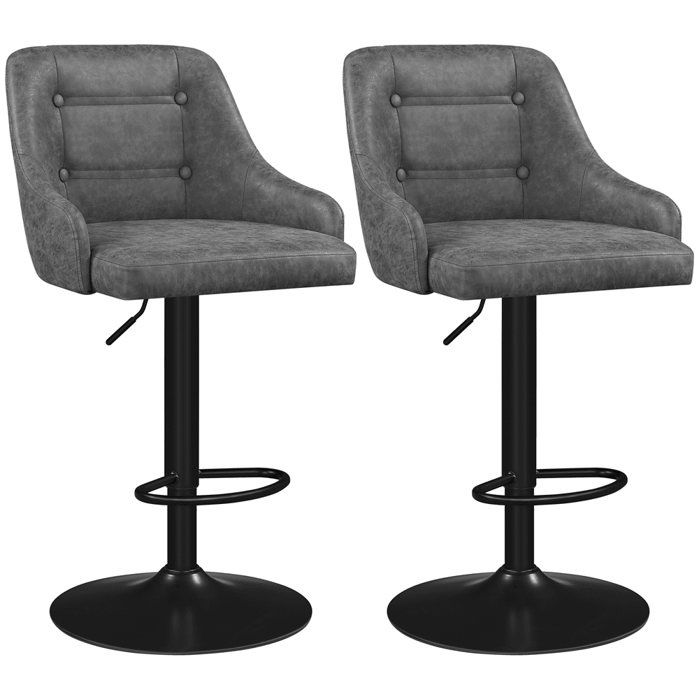 Topeakmart 2pcs Industrial PVC Bar Stool Set, Swivel with Backrest ...