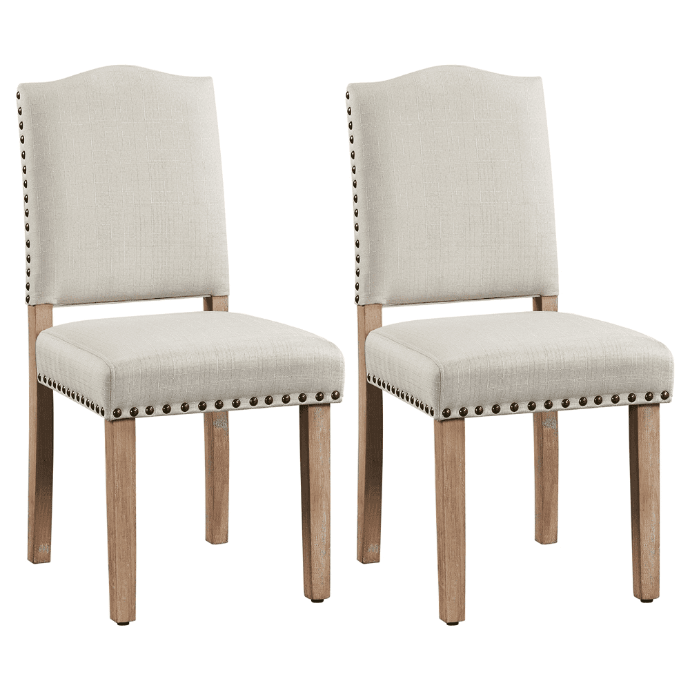 Topeakmart 2pcs Fabric Upholstered Kitchen Dining Chairs with Nailhead ...