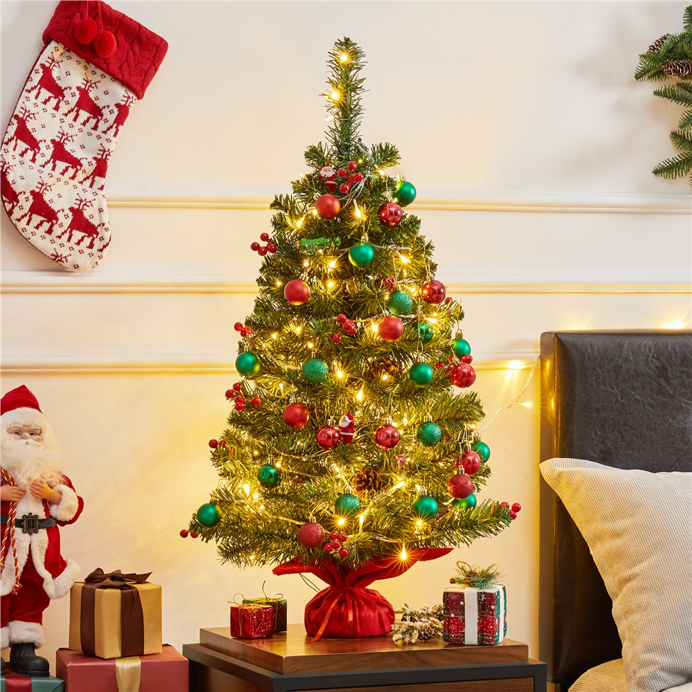 Topeakmart 3ft Indoor Pre-lit Artificial Miniature Christmas Tree with ...