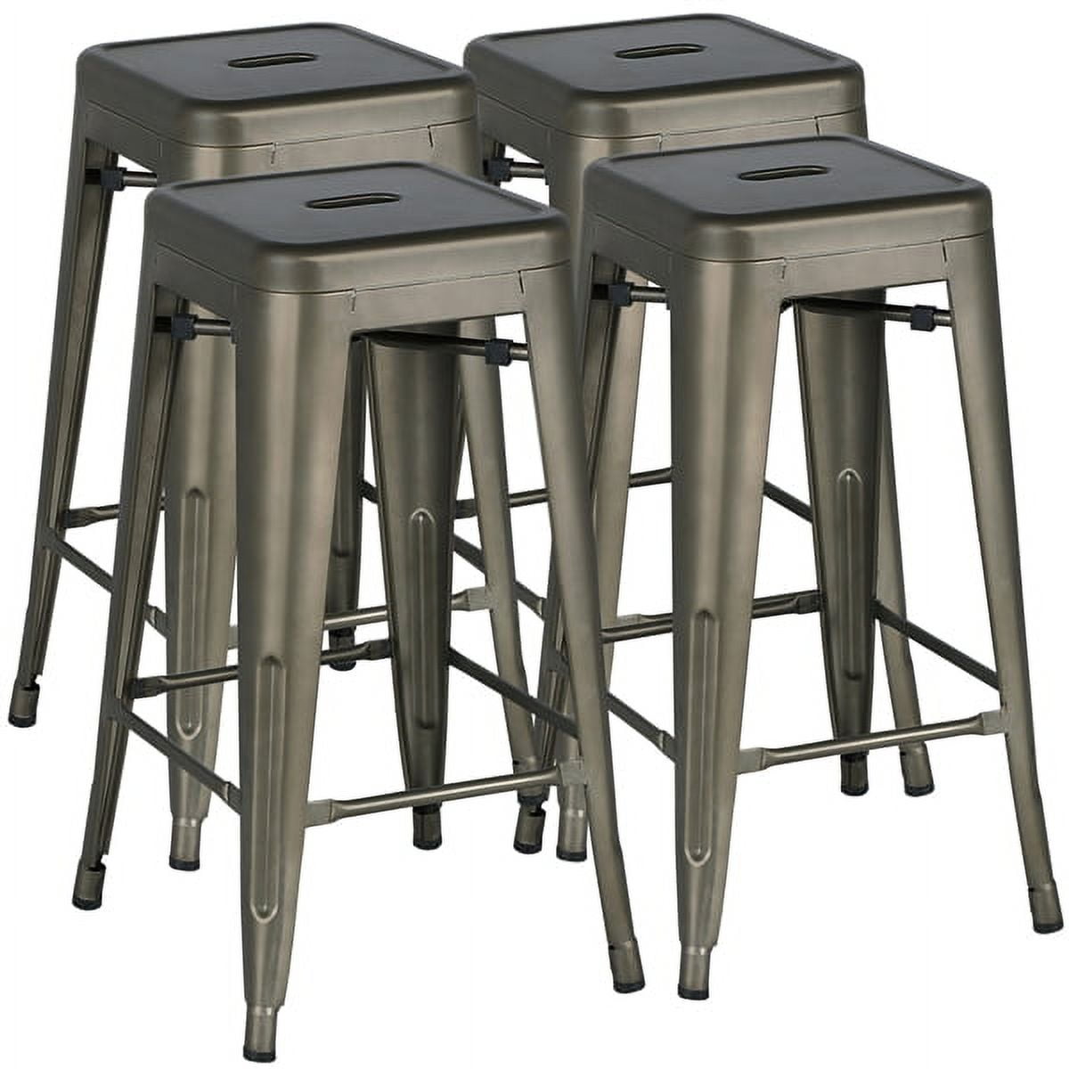 Topeakmart 4 Pcs Stackable Metal Bar Stools for Bistro/Patio/Café ...