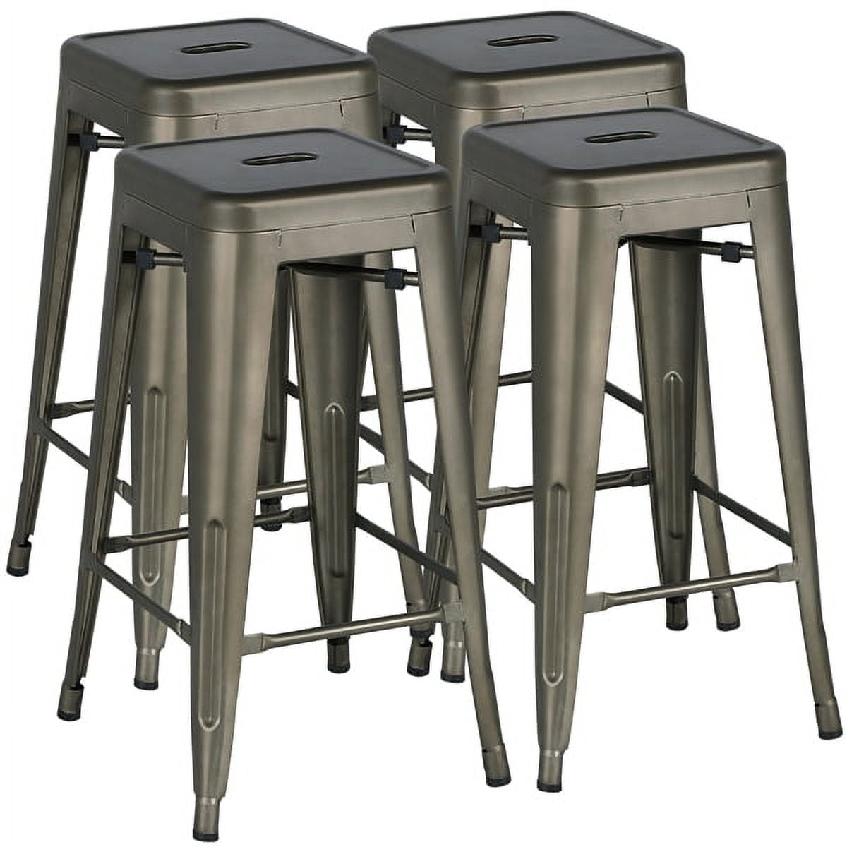Topeakmart 4 Pcs Stackable Metal Bar Stools, Counter Chairs for Bistro ...