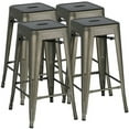 Topeakmart 4 Pcs Stackable Metal Bar Stools, Counter Chairs for Bistro ...