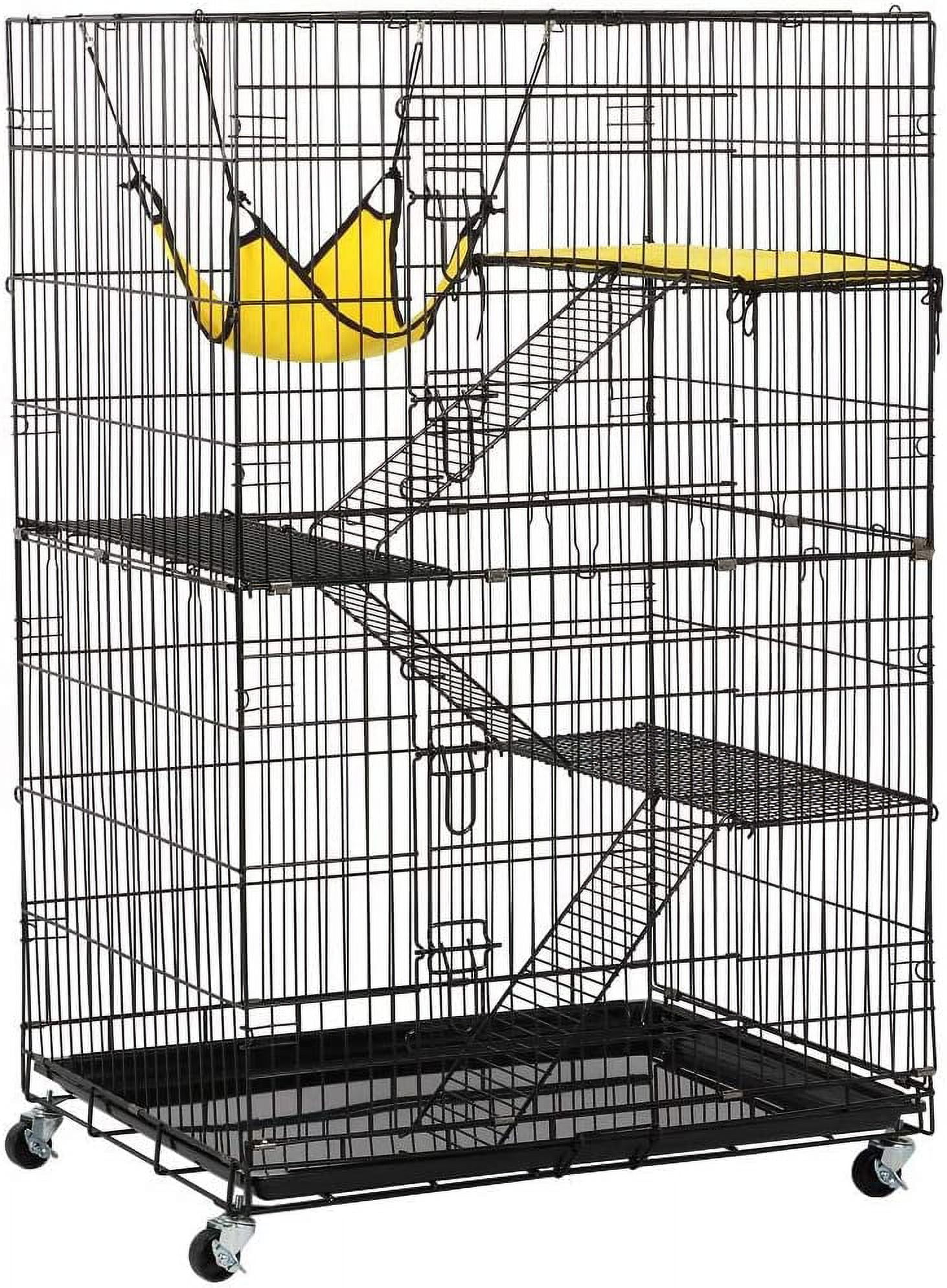 Topeakmart 4-Tier Foldable Kitten Cat Home Cages Wire Pet Crate House ...