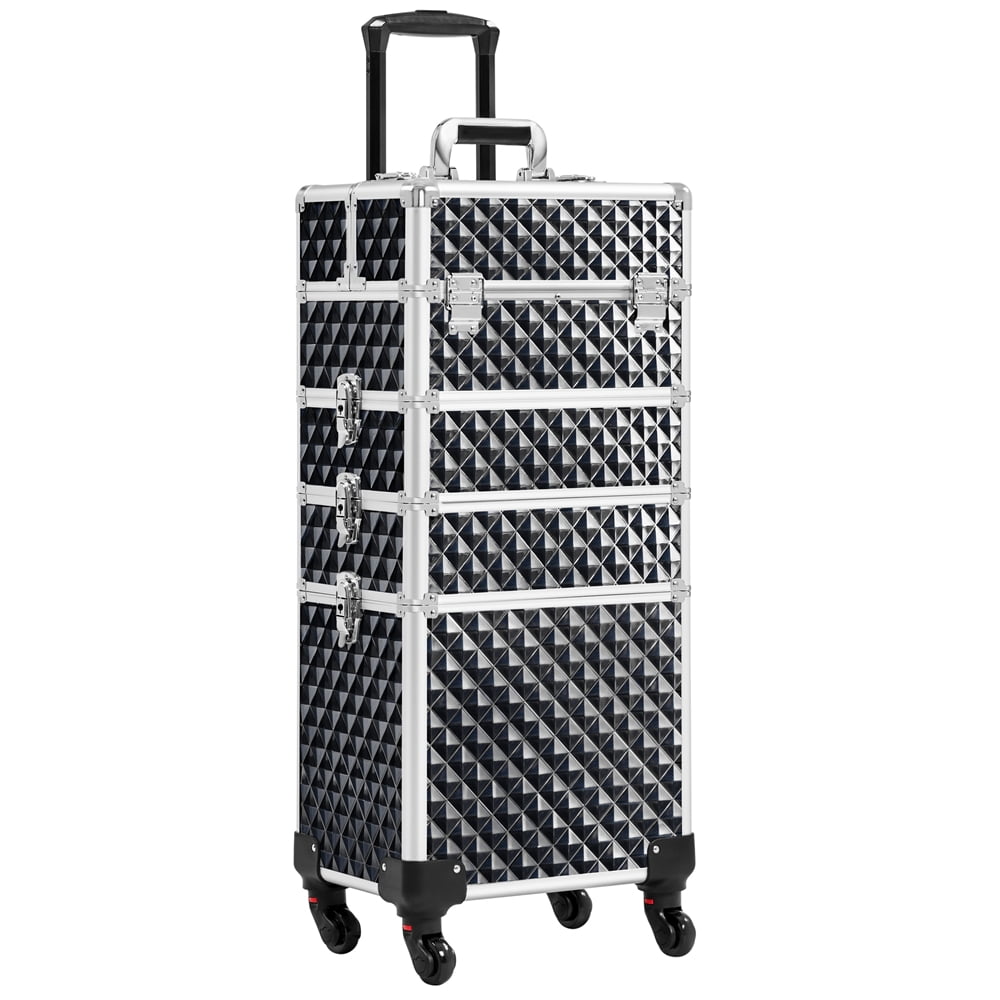 Topeakmart Pro 4 in 1 Aluminum Rolling Cosmetic Makeup Train Cases ...