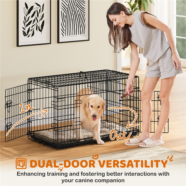 Topeakmart 42 Inch Divider Dog Crate with Pull-Out Tray for Large Dogs ...
