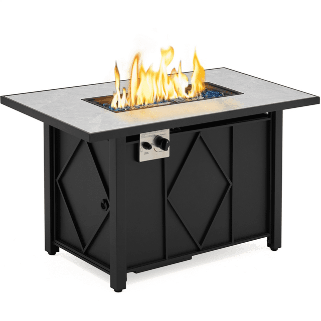 Topeakmart 43in Outdoor Propane Firepit Table, Ceramic Top, 50,000 BTU ...