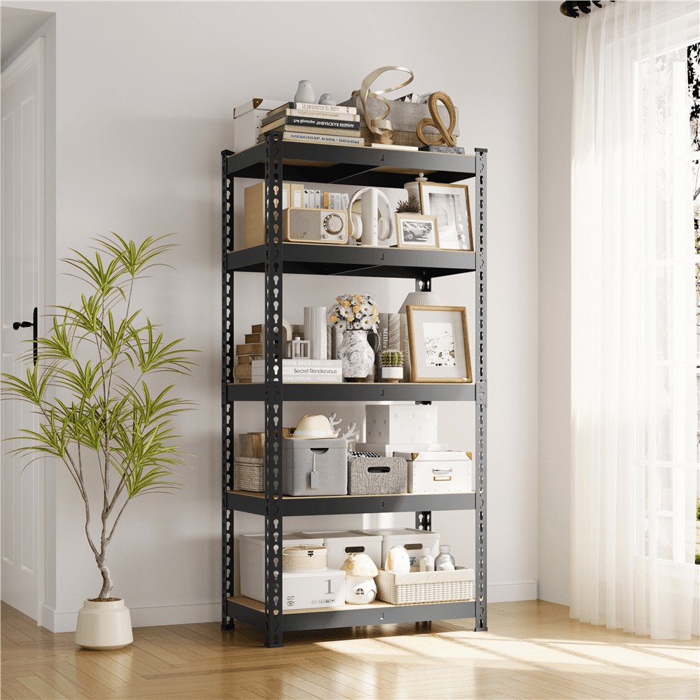 Topeakmart Strong 5-Tier Boltless Metal Shelving with MDF Wood Boards ...