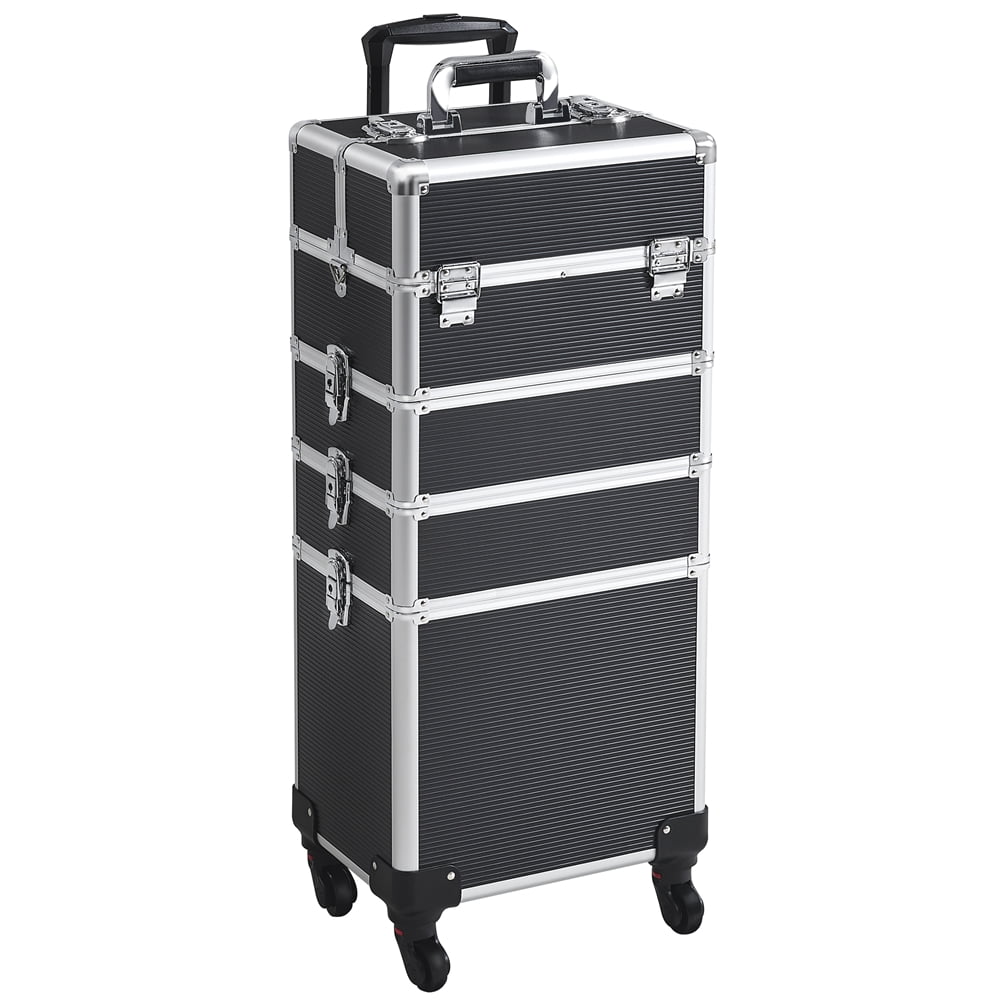 Topeakmart 5-in-1 Makeup Train Case, Black, with Wheels and Drawers, 32 ...