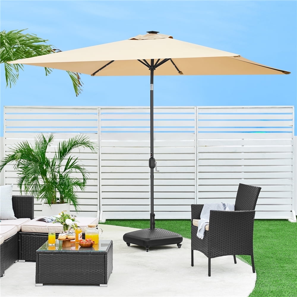 Topeakmart 6.5x10 ft Outdoor Rectangular Patio Umbrella with LED Lights ...