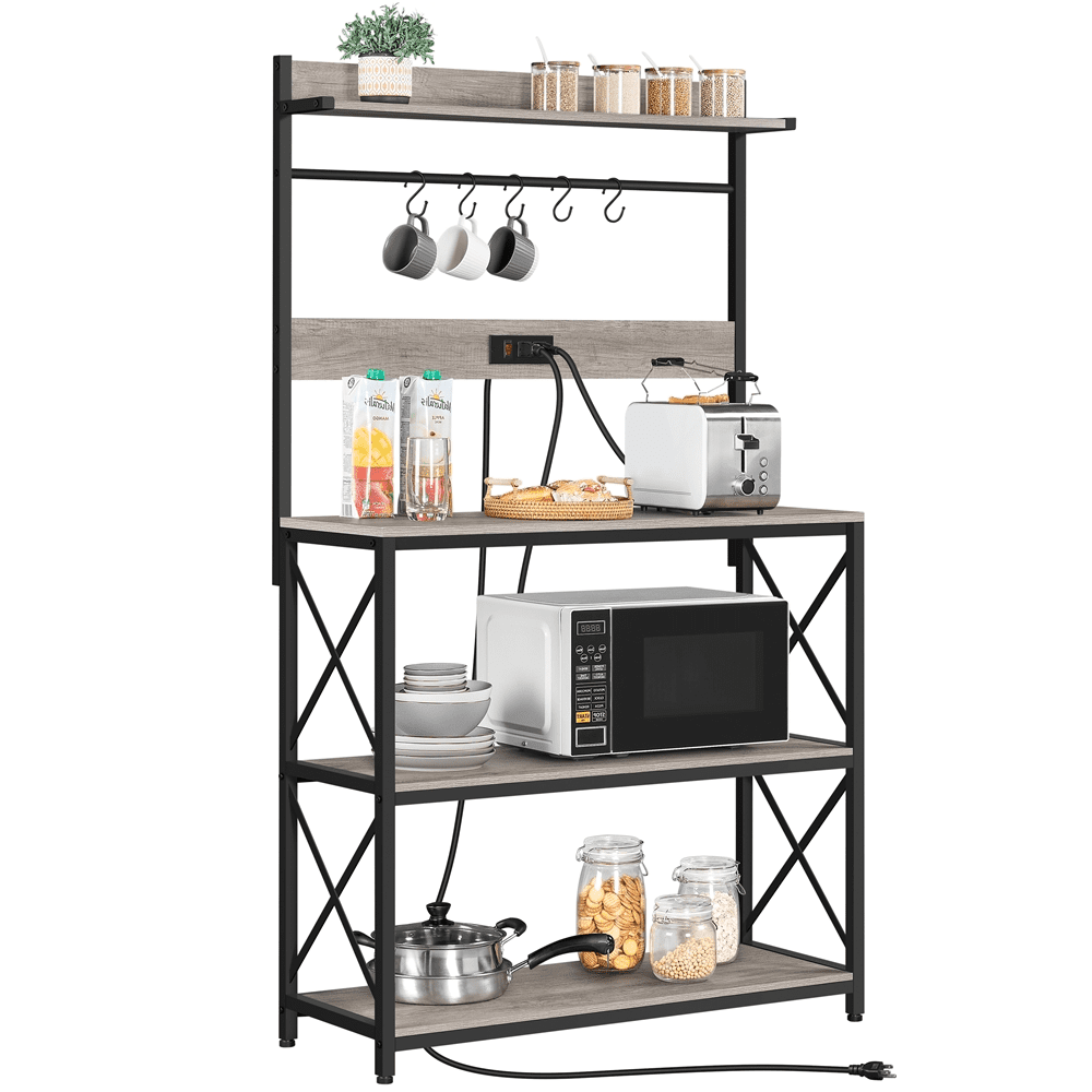 "Topeakmart 63""H Large 4-Tier Gray Kitchen Baker's Rack with Wood ...
