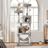 Yaheetech 70.5" H Multi Level Cat Tower with 5 Scratching Posts, Light ...