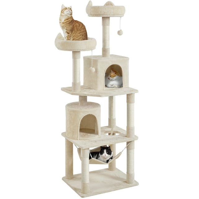 "Topeakmart Beige Multi-Level Cat Tree Tower for Large Adult Cats, 70.5 ...