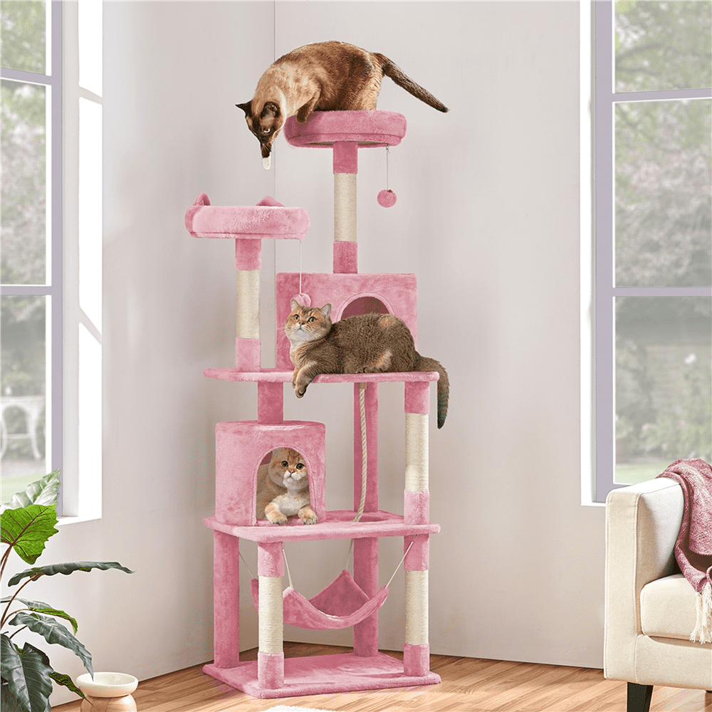 Topeakmart 70.5" H Multi Level Cat Tree with 2 Condos & 2 Foam-Padded ...