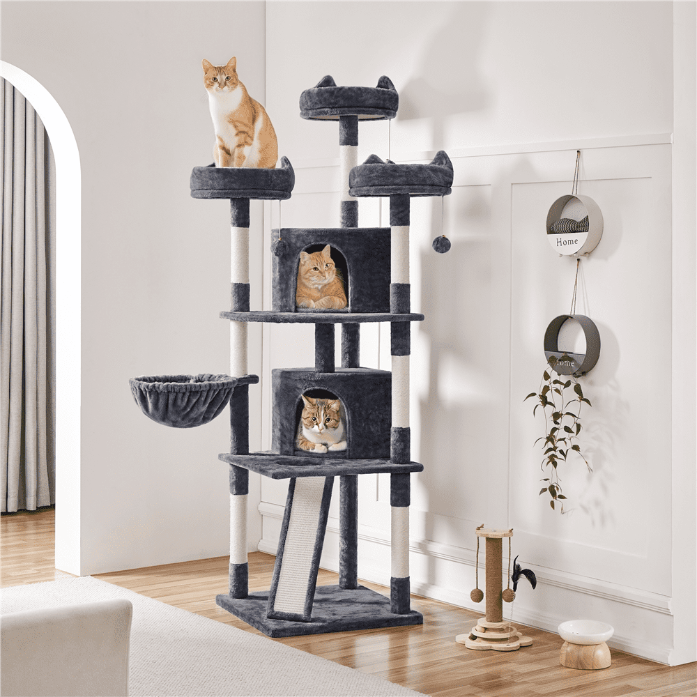 Topeakmart Large Multilevel Cat Tree for Indoor Cats, 76''H with ...