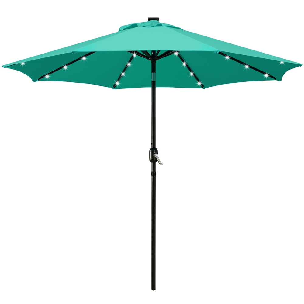 Topeakmart 9ft Solar LED Lighted Patio Umbrella with 8 Ribs Tilt and ...