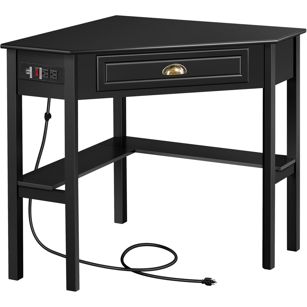 Topeakmart Corner Computer Desk Workstation with Power Outlet Storage ...