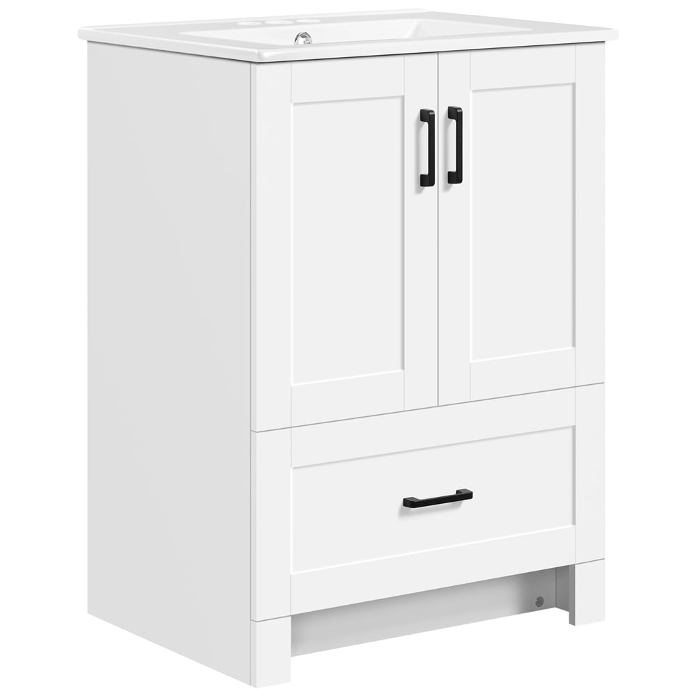 "Topeakmart 34"" Tall White Freestanding Bathroom Vanity with Spacious ...