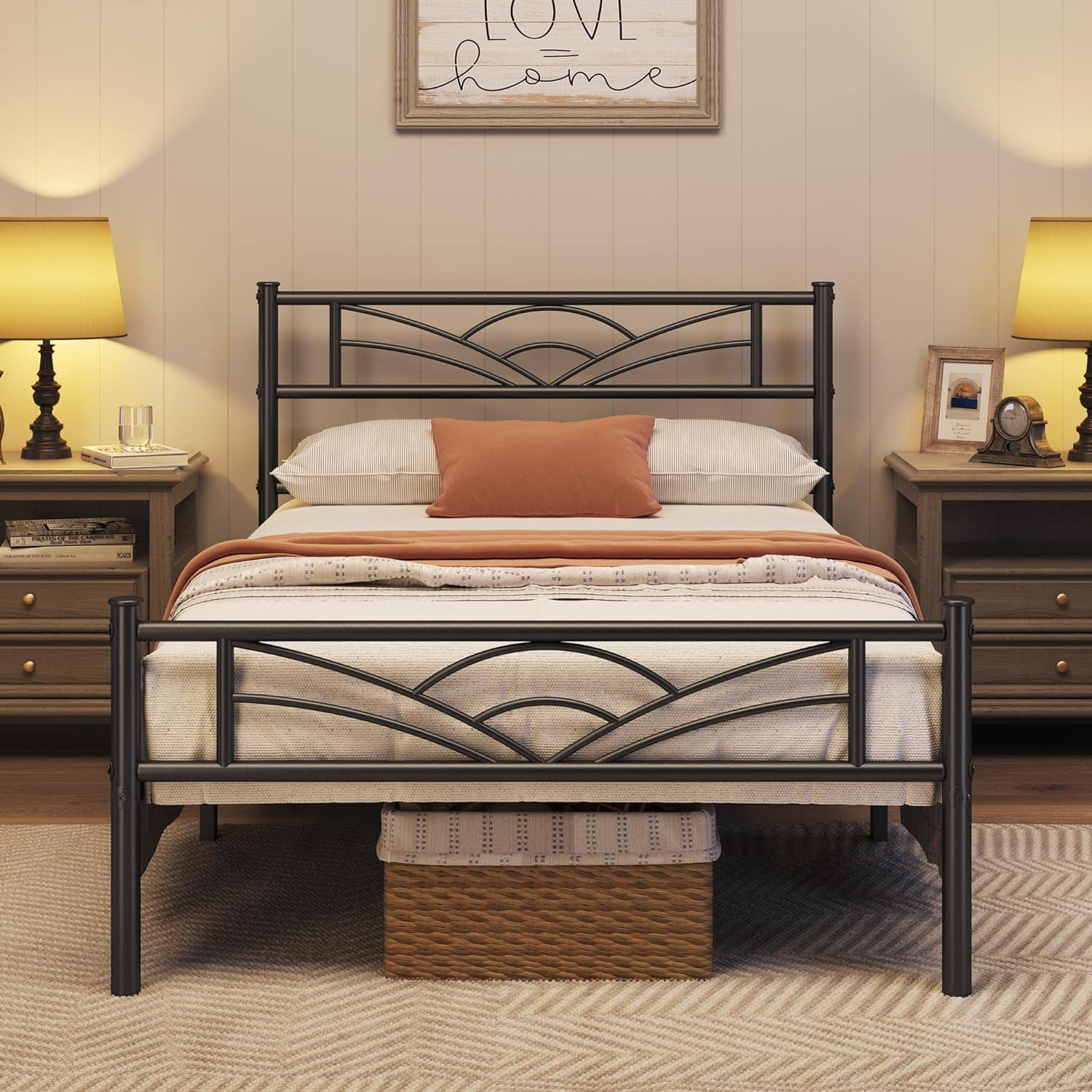 Topeakmart Full Size Bed Frame, Metal Platform Bed Frame with Cloud ...