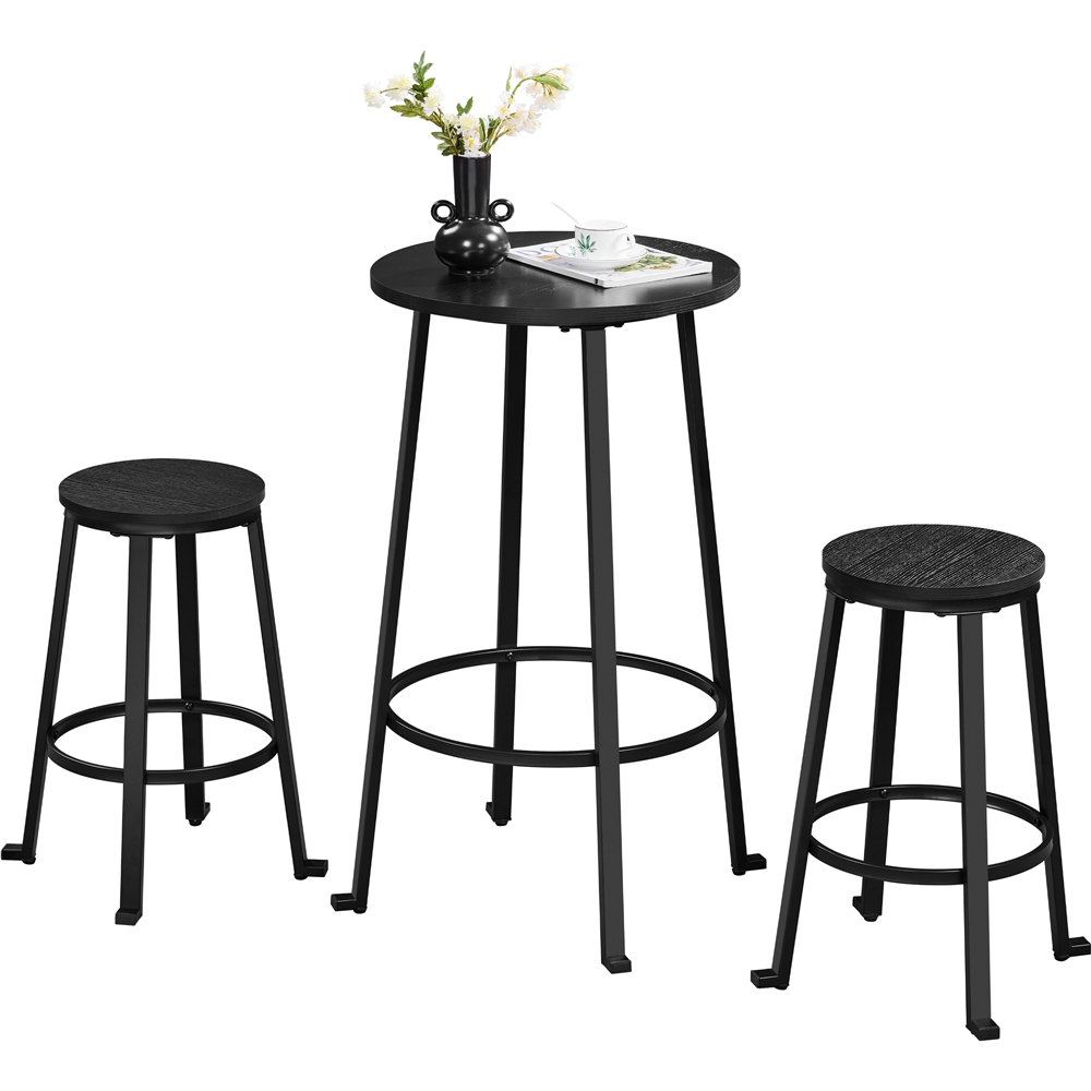Topeakmart High Top Industrial Kitchen Pub Dining 3-Piece Round Bar ...