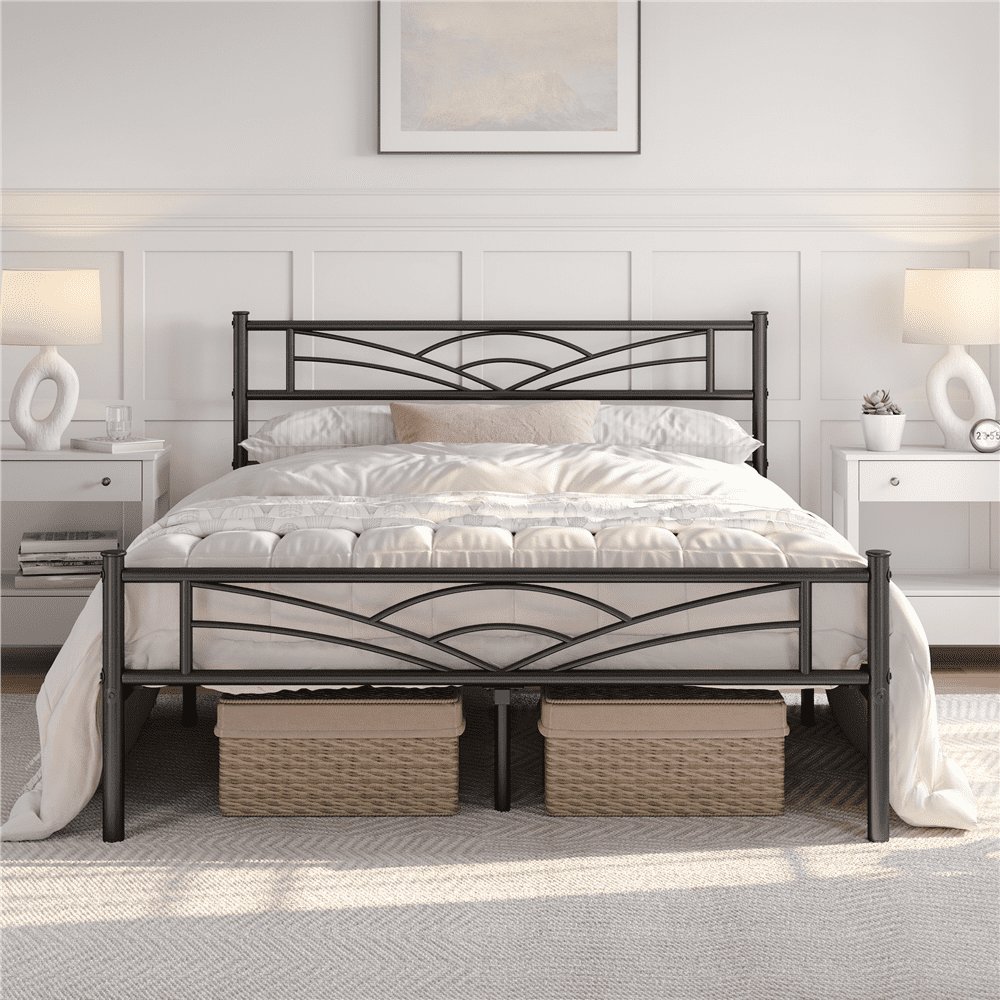 Topeakmart Metal Full Size Platform Bed with Cloud-inspired Design ...