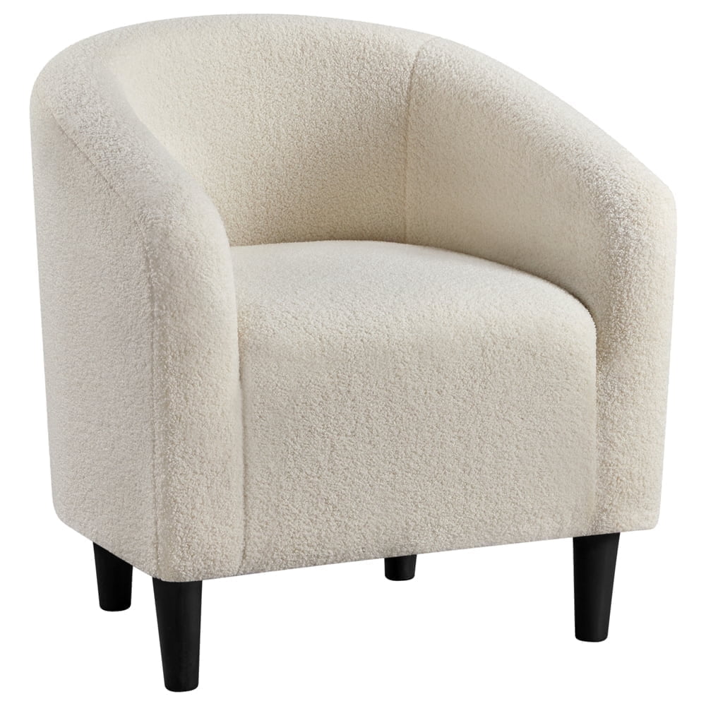 Topeakmart Contemporary Boucle Club Chair, Ivory, Upholstered Accent ...