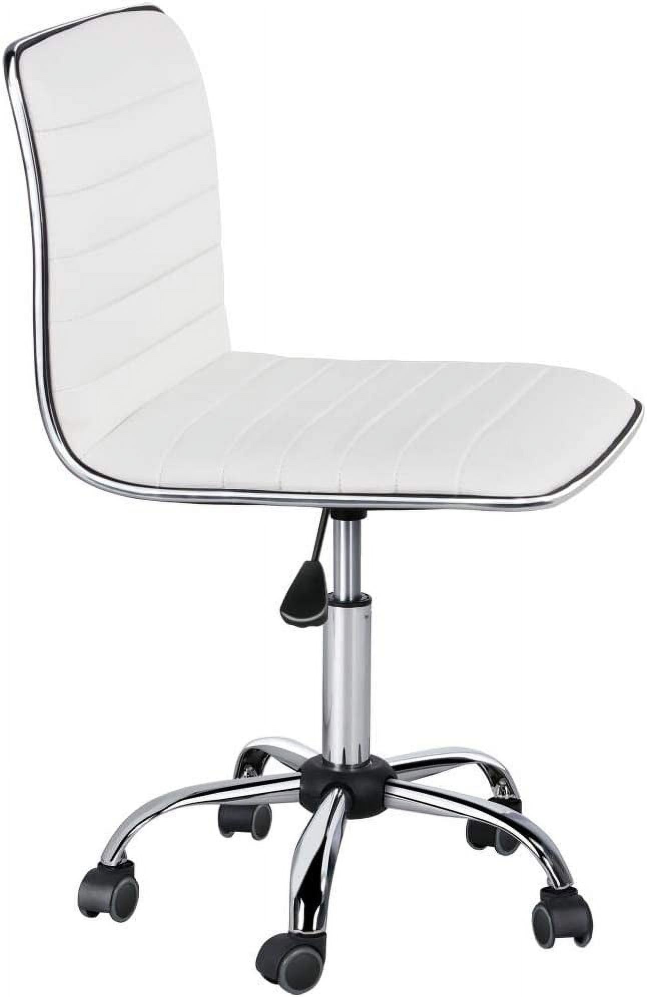 Topeakmart Office Task Chair Faux Leather Low Back Ribbed Armless ...