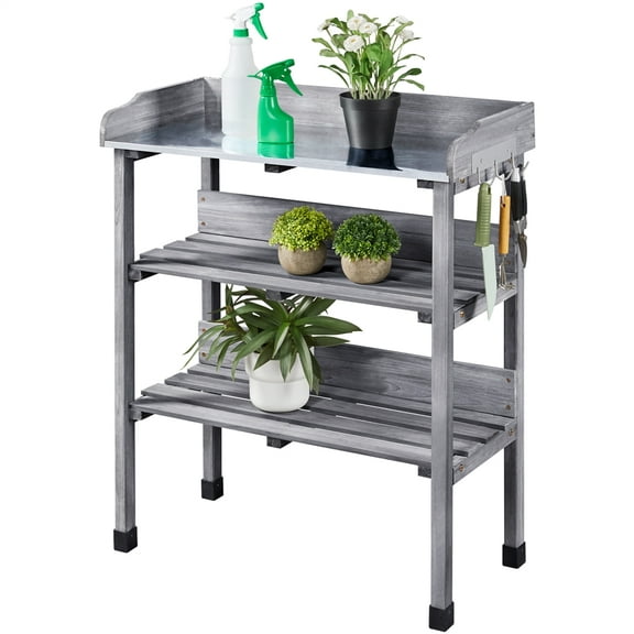 KFFKFF Outdoor Potting Bench Table, Gardening Workstation with 36 x 20 ...