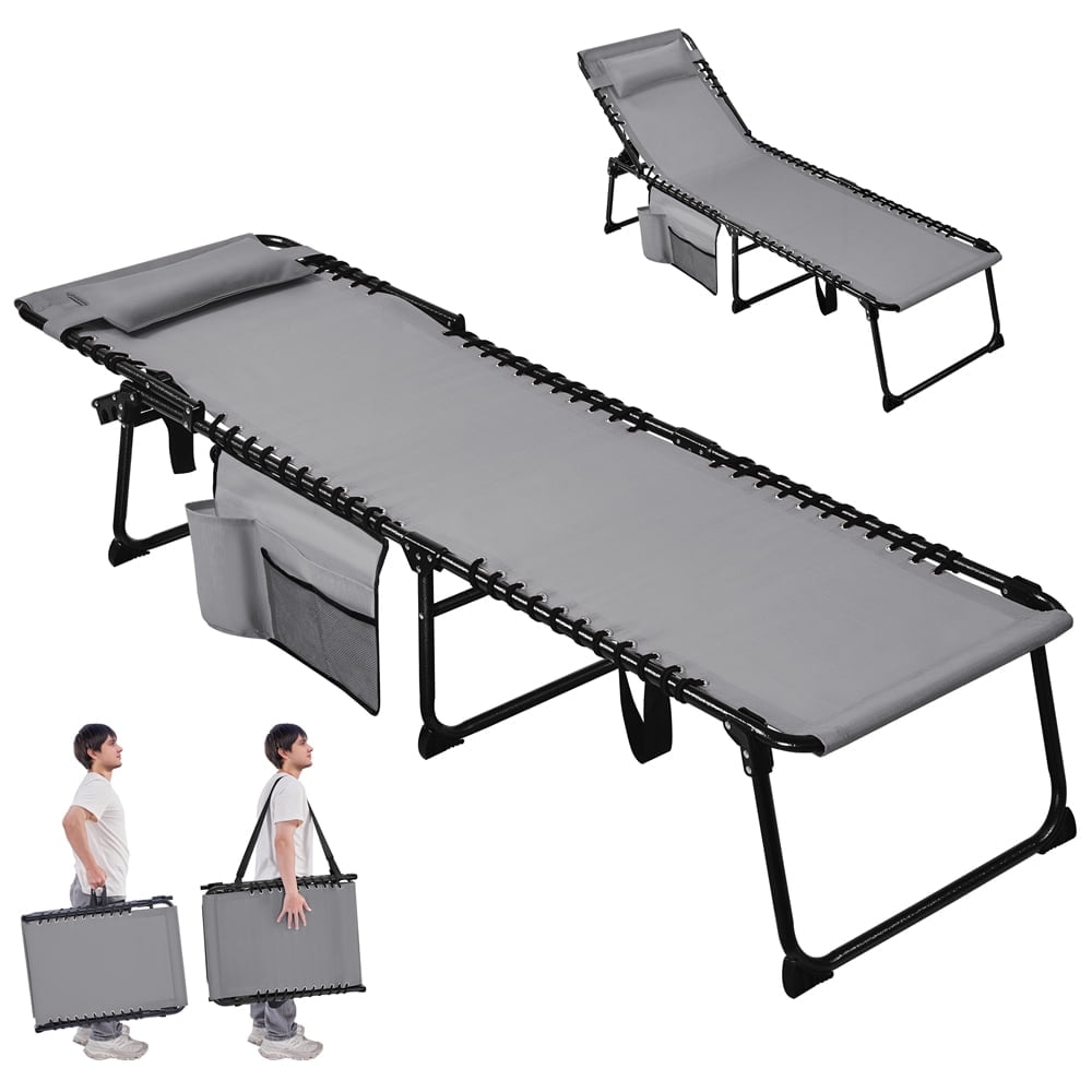 Topeakmart Portable Beach Tanning Chair with 5 Back Positions and ...