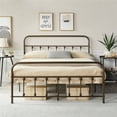 Topeakmart Queen Size Iron Wrought Metal Bed Frame with Slats, Spindle ...