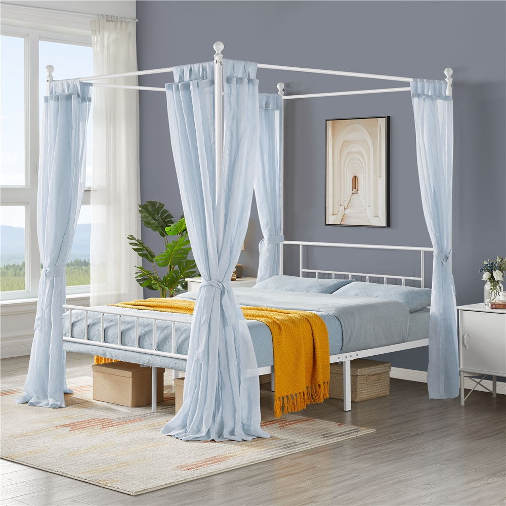 Homestyles Naples White Queen Canopy Bed - Walmart.com
