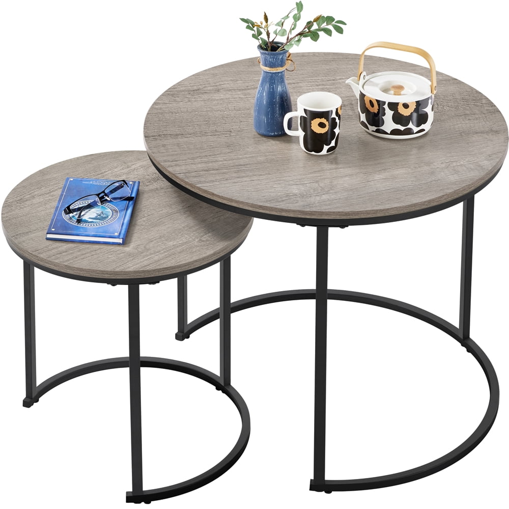 Semiocthome Modern Round Nesting Coffee Table Set,End Table Metal Frame ...