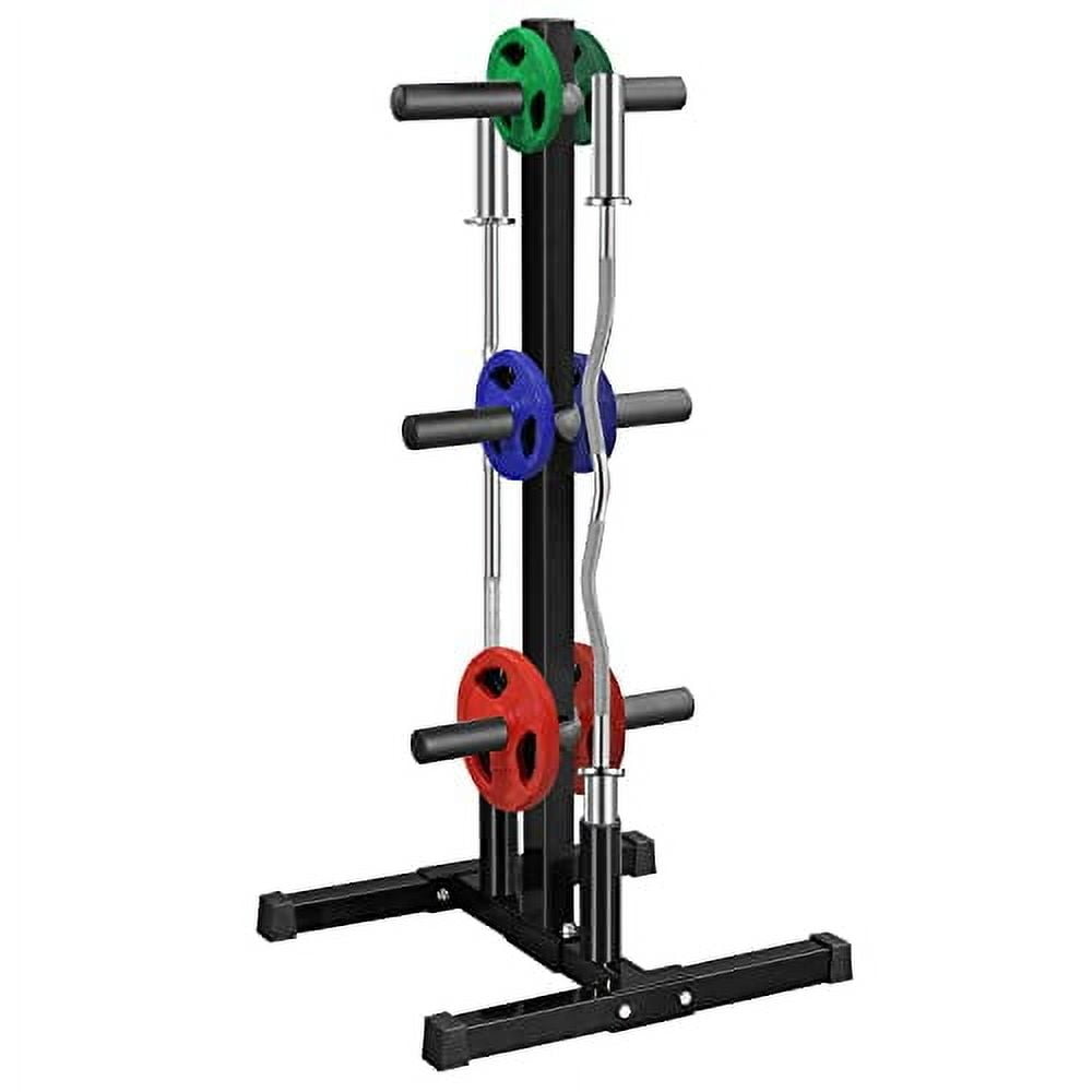 Topeakmart Tree Olympic Plate Rack Weight Bumper Plate Holder with 2 ...
