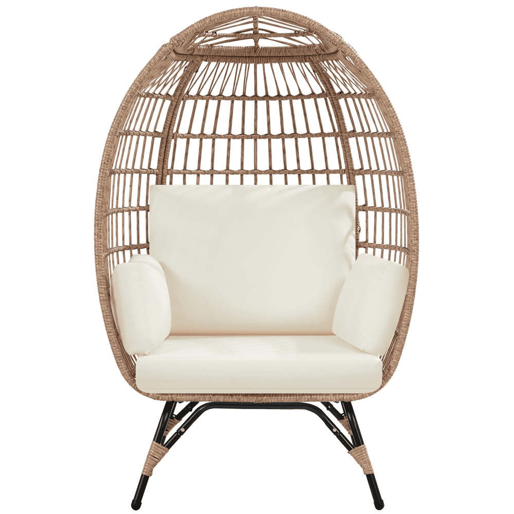 Topeakmart Wicker Egg Basket Lounge Chair with 4 Cushions, Light Brown ...