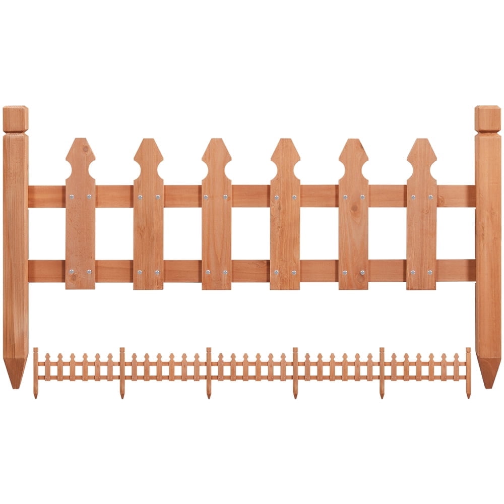 Topeakmart Wood picket fence for Garden, Brown - Walmart.com