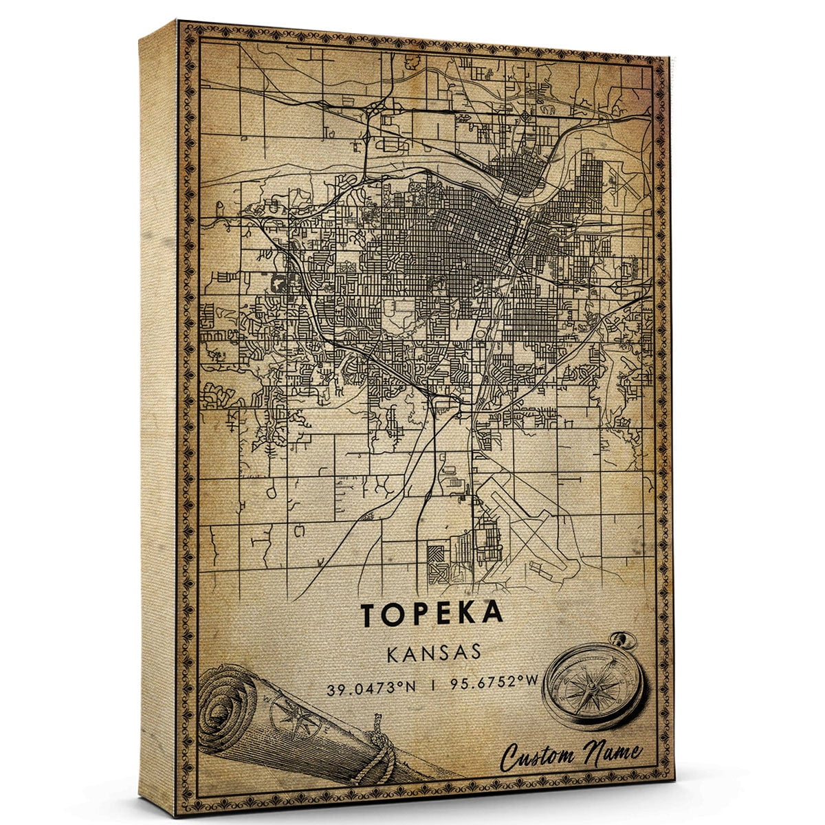 Topeka Map Poster, Kansas Map Art Poster, Canvas, Topeka Map City style ...