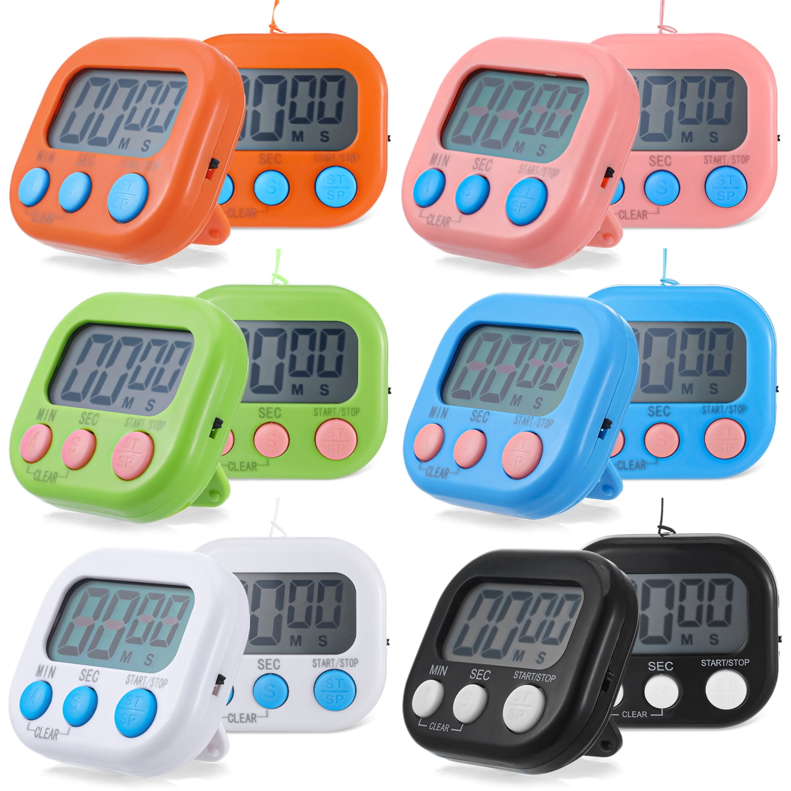 Topekada 12 Pcs Magnetic Digital Kitchen Timers Bulk Set - Small Egg ...