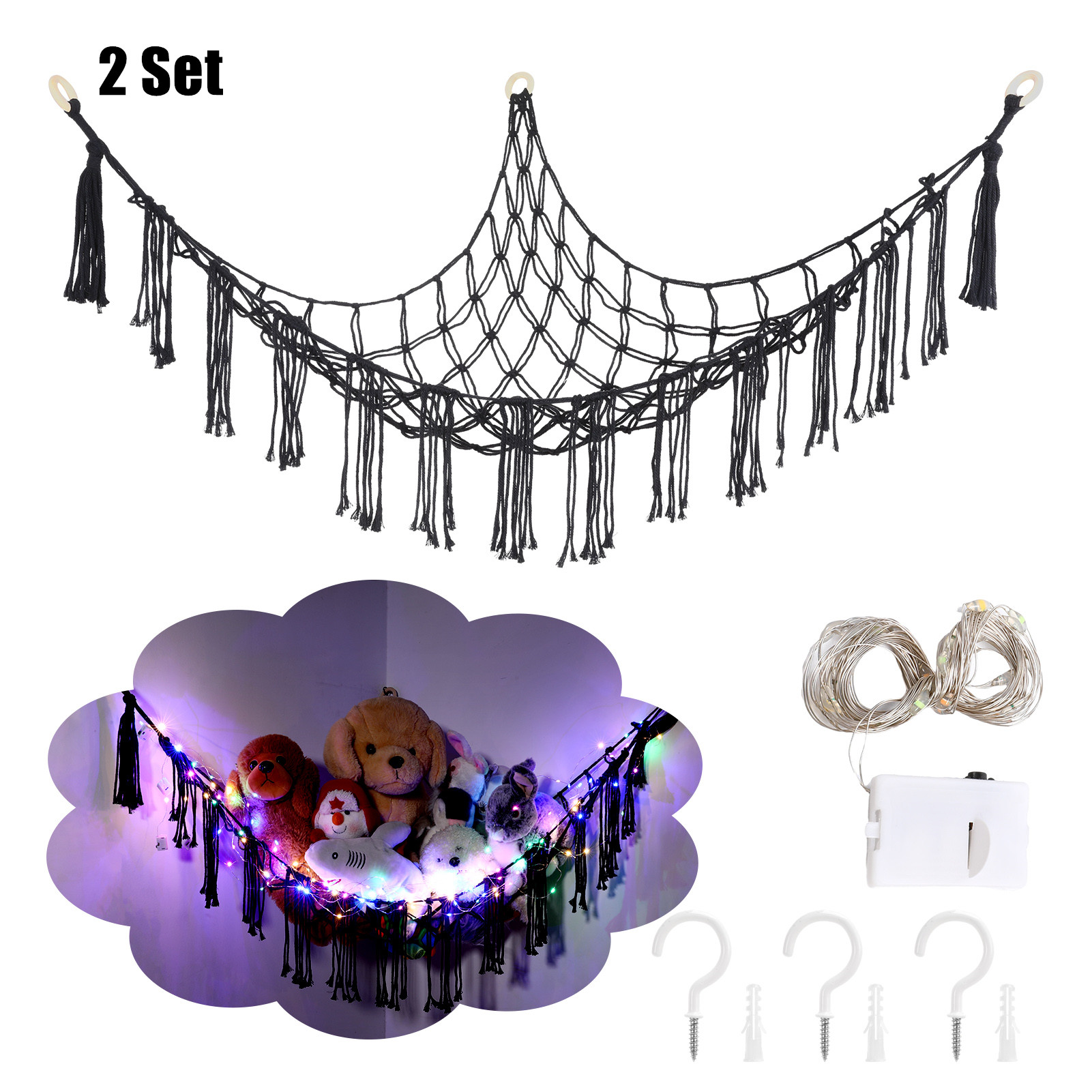 Bohemian Plush Toy Hammock Large Macrame Toy Hammock Hanging Toy ...
