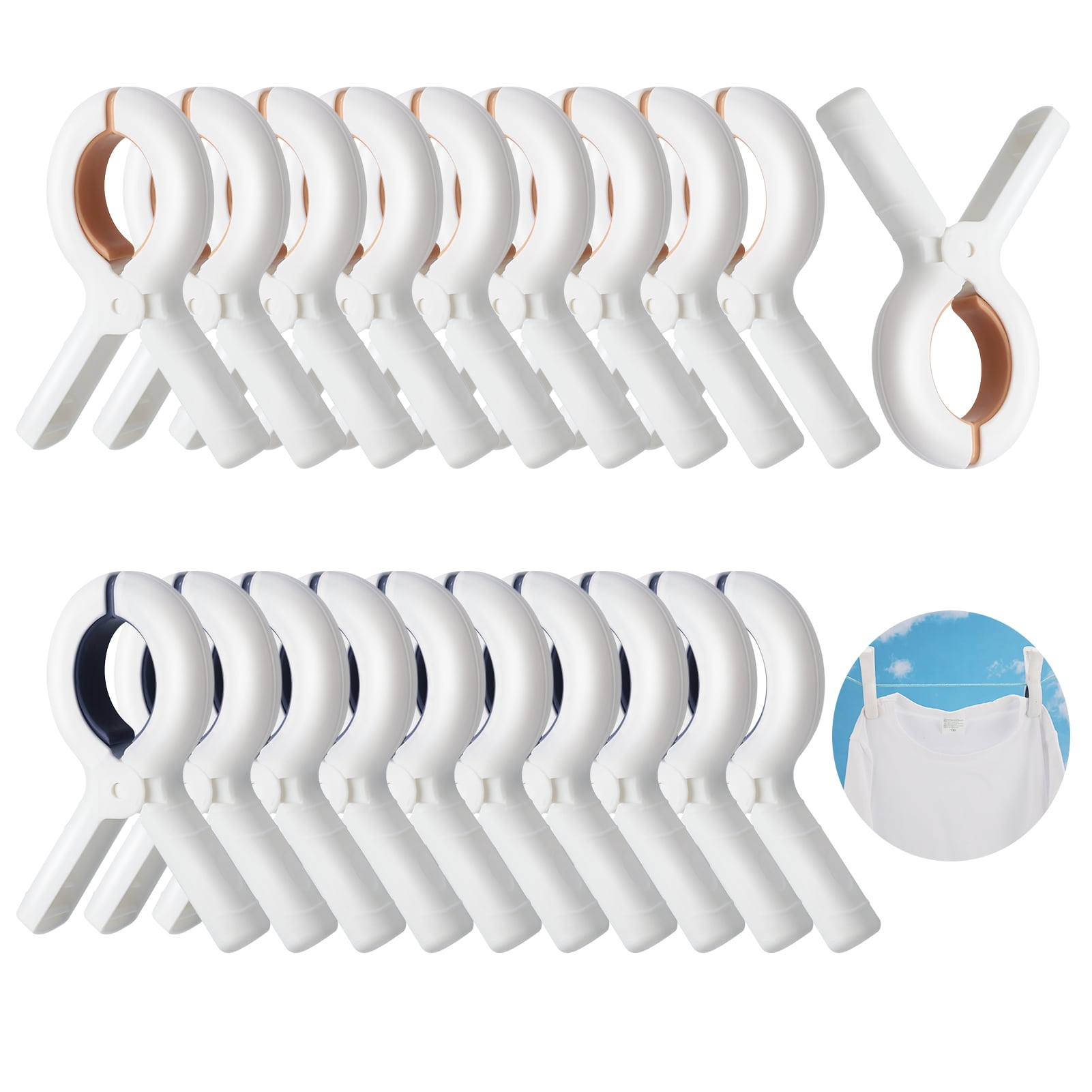 Topekada 20 Pcs Beach Towel Clips, Plastic Clothes Pins, Heavy Duty ...