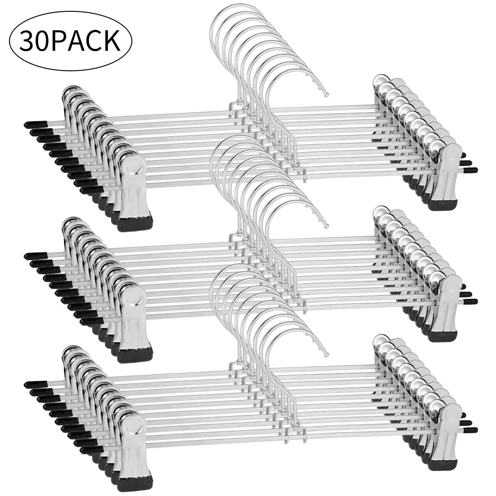 Topekada 30-Pack Non-Slip Stainless Steel Pants Hangers, 9-11 Inch ...