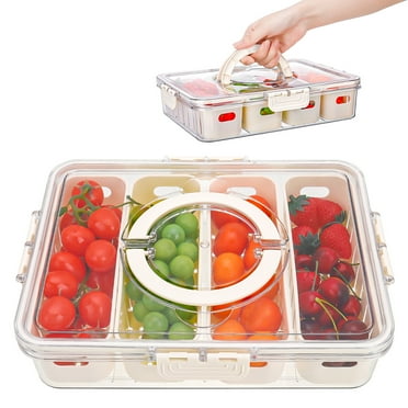 Snackle Box Divided Serving Tray With Lid And Handle Charcuterie ...