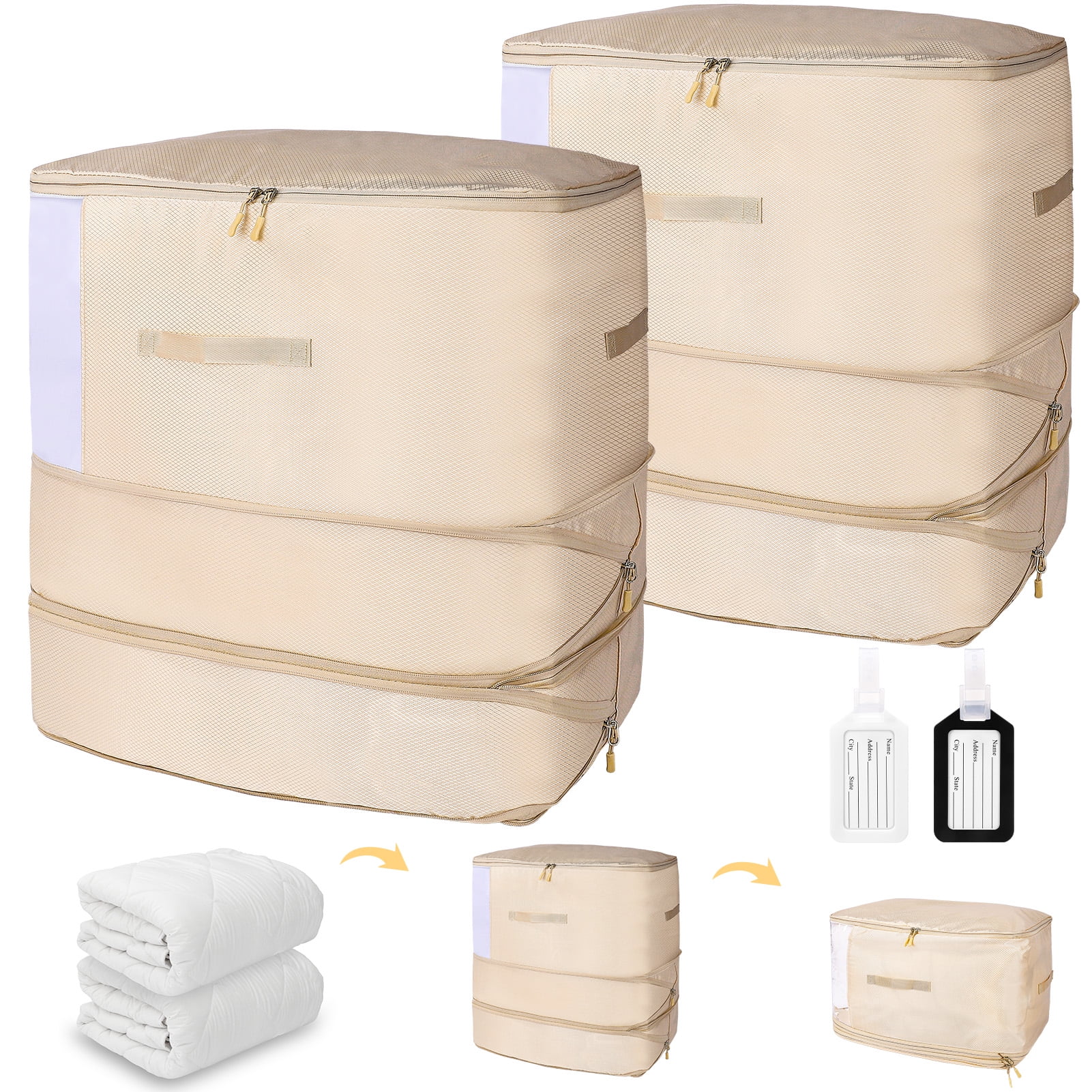 Topekada Comforter Storage Bag, 2 Pack 3-Layer Ultra Space Saving Self ...