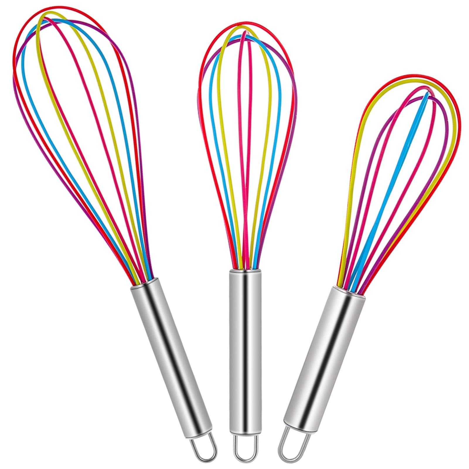 Springcorner Heat Resistant Silicone Whisk Set of 3 - 8, 10, 12in ...