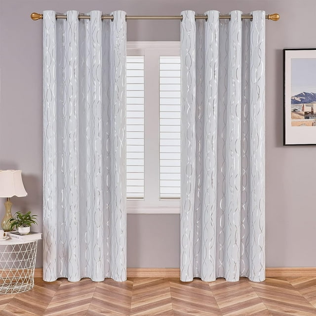 Topfinel Blackout Silver Foil Wave Curtains, Thermal Insulated ...