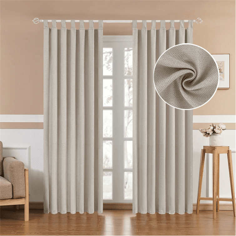 Topfinel 2 Panels Blackout Thermal Insulated Linen Tab Top Curtains 84 ...