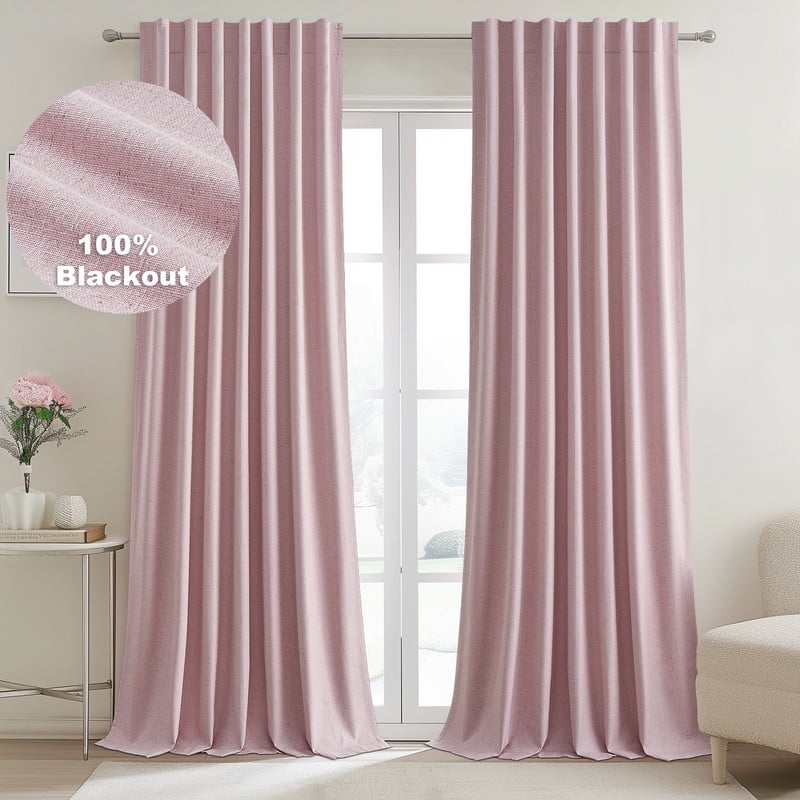 Topfinel Baby Pink Curtains 96 Inch Long, 100% Blackout Thermal ...
