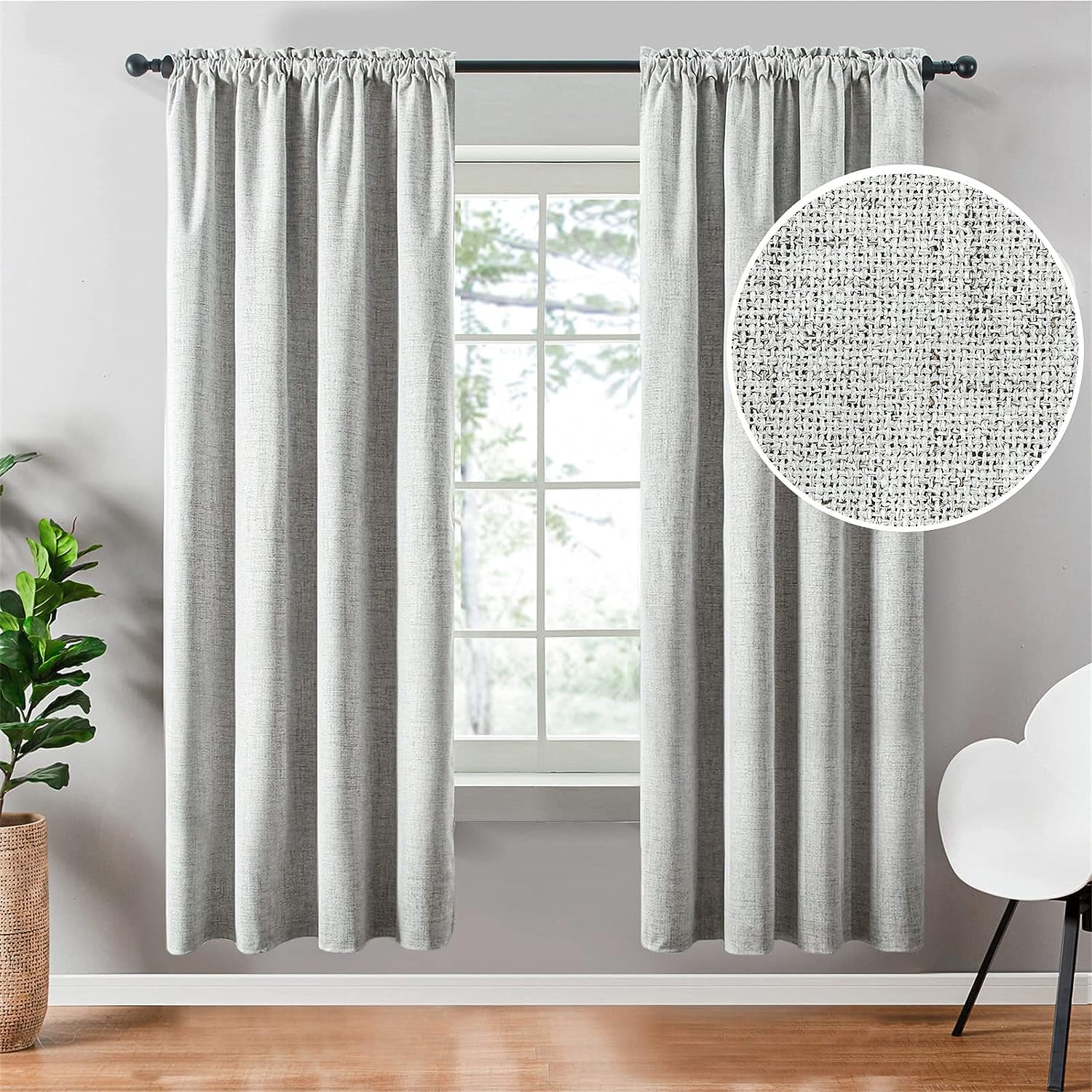 Topfinel Faux Linen 100% Blackout Heavy Curtains 84 inches Length for ...