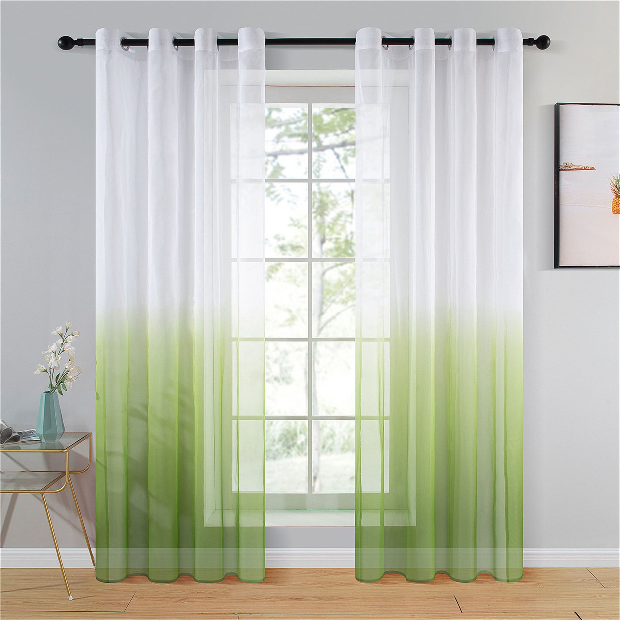 Topfinel Gradient Sheer Curtains for Bedroom Living Room Grommet Window ...