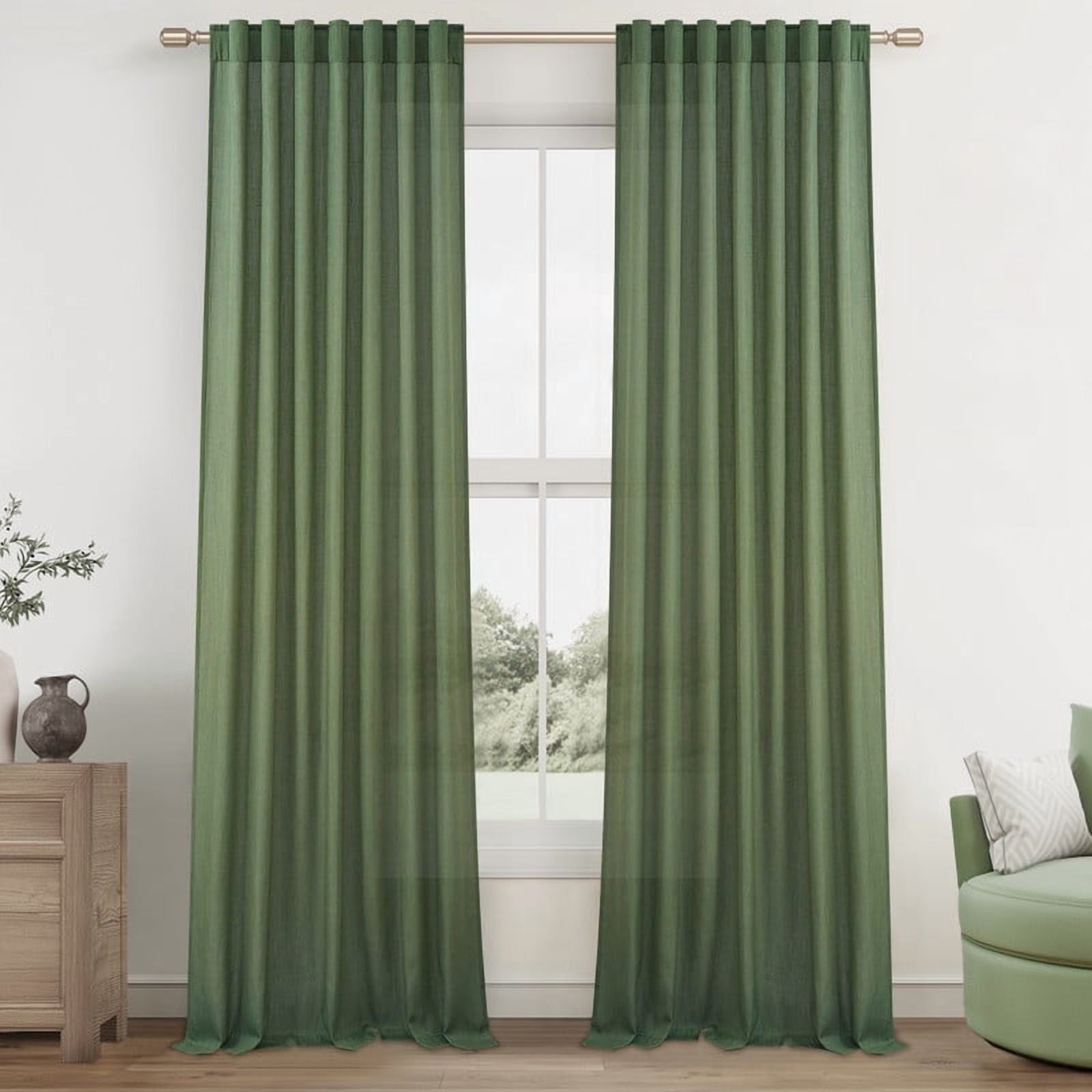 Topfinel Linen Curtains 84 Inch Long for Bedroom Living Room, Soft ...